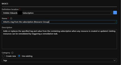 Azure Built In Tagging Policy Resource Group To Inherit Subscription Tags Debbies Microsoft