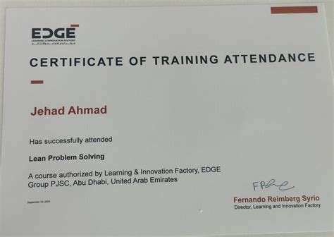 Jihad Ahmad On Linkedin I Have Successfully Completed The Lean Problem Solving Course From Edge
