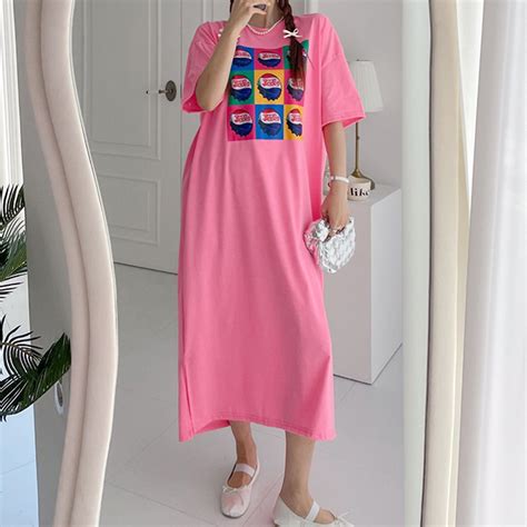 다미님 3컬러 반팔 롱원피스 오버핏 빅사이즈 잠옷 바캉스 프린팅 그래픽 면 스판 라운드넥 유넥 여름 하객룩 긴팔 벌룬 퍼프 셔링 프릴 언발 트임 리본 레이스 나시 니트