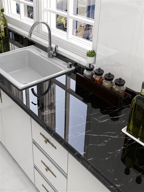 1pc 2M Self Adhesive PVC Kitchen Sticker Simple Marble Pattern Wall Renovation Sticker For