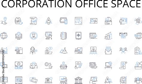 Corporation Office Space Line Icons Collection Forecast Revenue