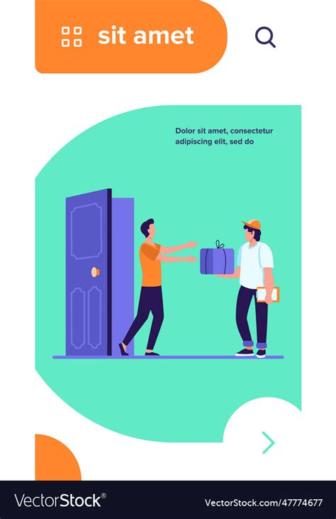 Courier Delivering Order To Customer Door Vector Image