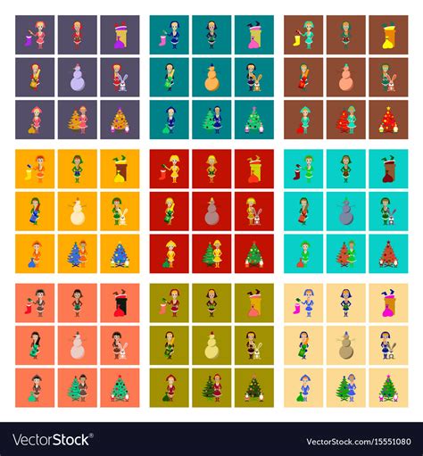 Assembly Flat Christmas Girl Snowman Royalty Free Vector