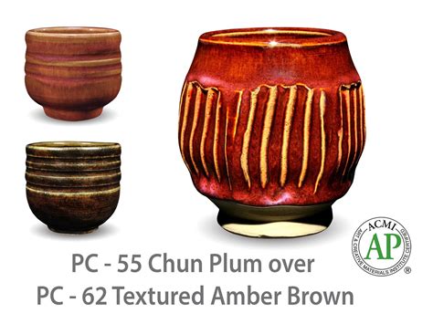 AMACO Potter S Choice Layered Glazes PC Textured Amber Brown And PC Chun Plum Glazes