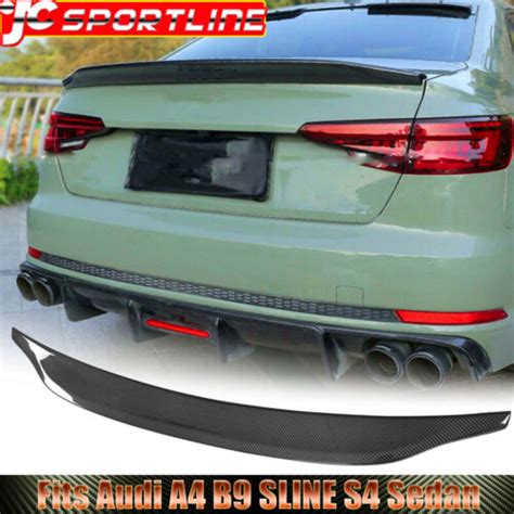 fits audi a4 b9 sline s4 sedan 2017 20 real carbon rear trunk spoiler