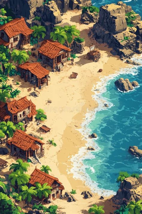 Pirate Island Rpg Map Tropical Coast Village Battlemap For Fantasy