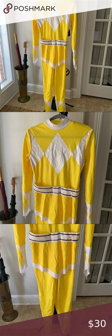 Yellow Power Ranger Costume Womens Size M 8 10 1 Piece Bodysuit