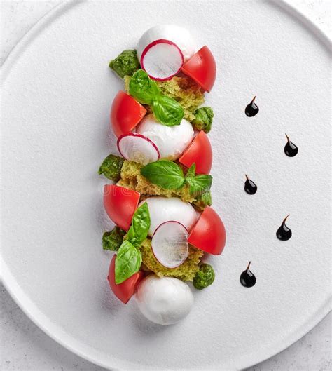 Delicious Italian Caprese Salad With Ripe Tomatoes Fresh Garden Basil