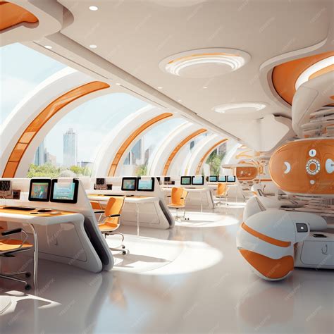 Premium Ai Image View Of Futuristic Classroom For Students