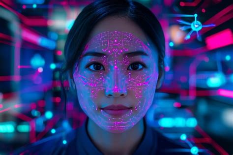 modern woman with digital facial mapping representing the fusion of