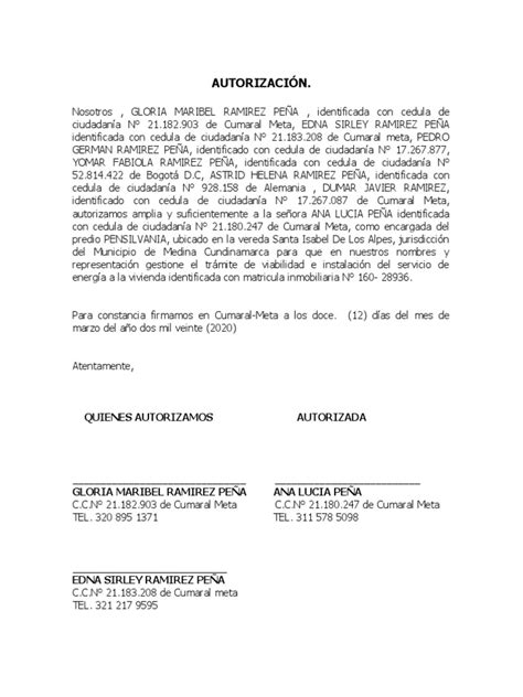 Autorización Electrificadora Cund Pdf