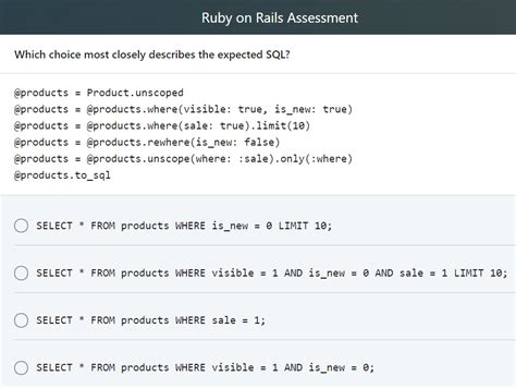Solved Ruby On Rails Assessment Which Choice Most Closely