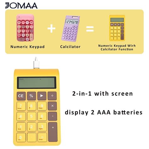 Jomaa Portable Wired Number Keypad 2 In 1 Wired Numeric Keypad Lcd