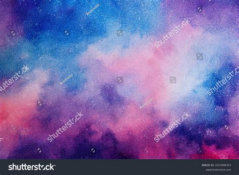 Watercolor Hand Drawn Starry Sky Background Stock Illustration