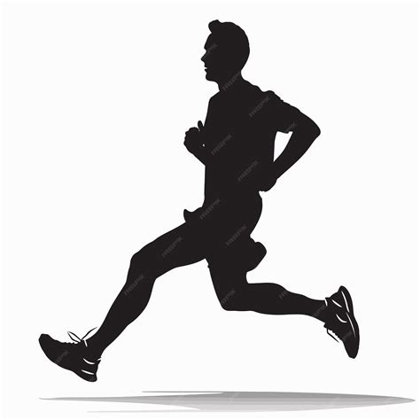A Silhouette Of A Man Running In A Black And White Photo Premium Ai