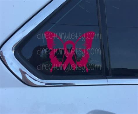 Burgundy Awareness Ribbon Butterfly Window Decal Brain Aneurysm