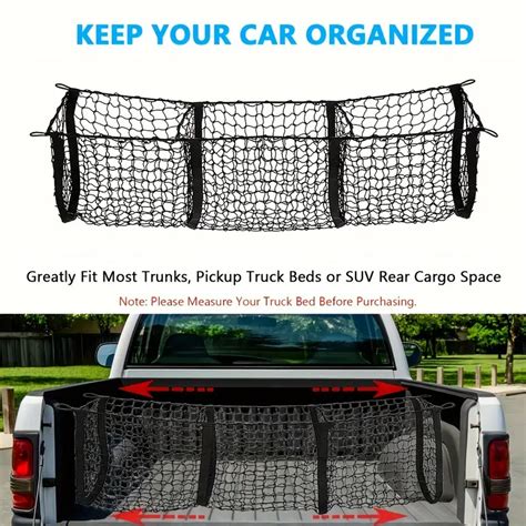 3 Pockets Net Heavy Duty Cargo Net Organizer Black Mesh Temu Denmark