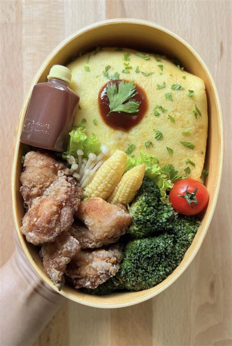Omurice And Chicken Karaage For Todays Bento Rbento