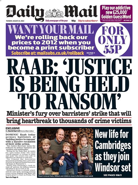 Daily Mail Front Page 23rd Of August 2022 Tomorrows Papers Today