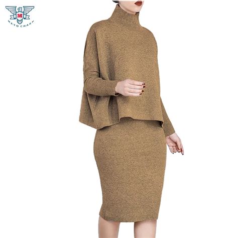 2 Piece Sets Women Knitted Dress 2017 Autumn Tops And Skirts Office