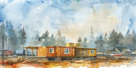 Modular Housing Construction Site With Pre Built Sections Being