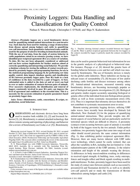 Pdf Proximity Loggers Data Handling And Classification For Quality