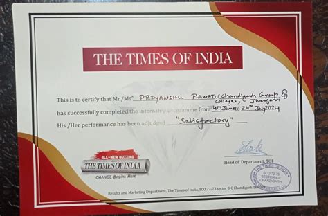 Priyanshu Rawat On Linkedin Internshipcompleted Timesofindia