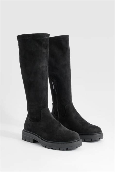 Chunky Knee High Boots Boohoo Uk