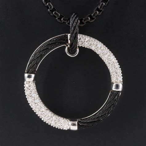 Alor Stainless Steel Cable Necklace With 14k Diamond Settings Ebth