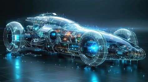 Premium Photo Digital Wireframe Model Of A Futuristic Vehicle Design