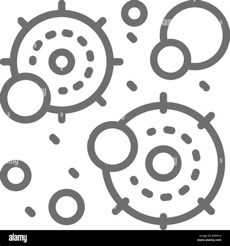 Virus Infection Microbe Bacteria Line Icon Isolated On White Background Stock Vector Image