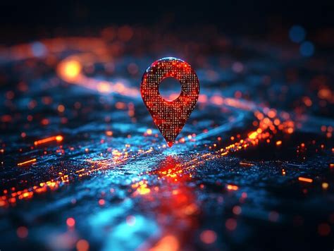 Digital Location Pin Icon With Binary Code Artificial Intelligence In Navigation Applications