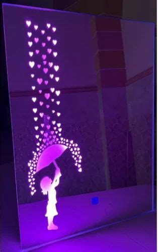 Glass White Blue Led Light Rectangular Mirror Touch Sensor At ₹ 800