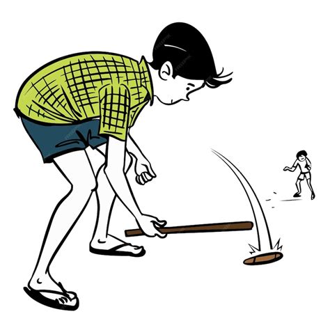 Premium Vector Indian Village Game Gilli Danda Player Vector Simple