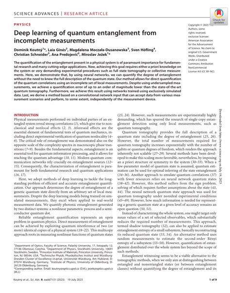 Pdf Deep Learning Of Quantum Entanglement From Incomplete Measurements