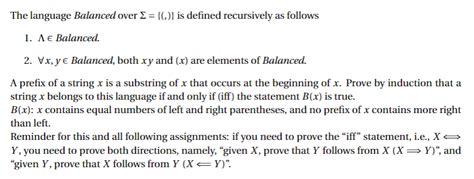 Solved The Language Balanced Over Σ Is Defined