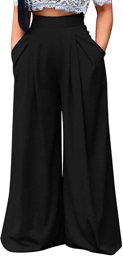 Ytwysj Women Casual High Waist Side Ruffle Wide Leg Trousers Summer