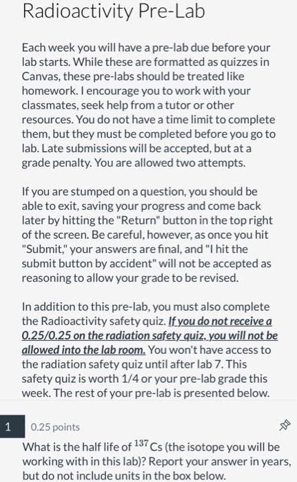 Solved Each Week You Will Have A Pre Lab Due Before Your Lab