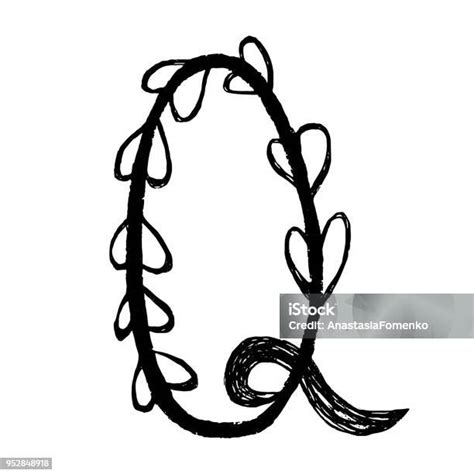Handdrawn 로마자 편지 Q손으로 그린 꽃 글자 디자인에서 만든 알파벳의 꽃의 요소 봄 꽃 Abc 벡터에 있는 요소입니다 0명에 대한 스톡 벡터 아트 및 기타 이미지