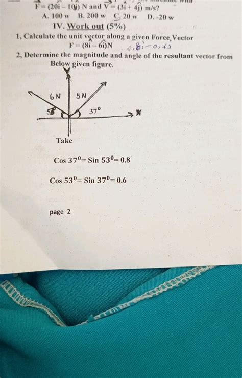 1 Calculate The Unit Vector Along A Given Force Vector F8i 6jn 2