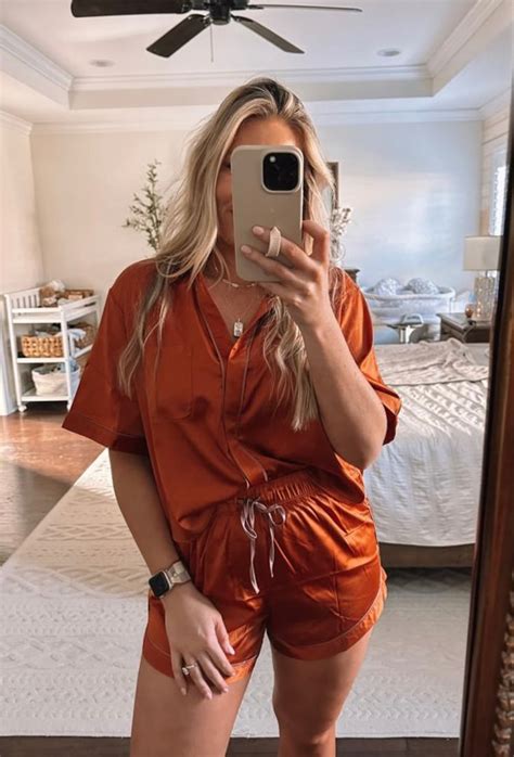 Parade Pajamas Silk Pjs Orange Pajamas Mirror Selfie Luxe