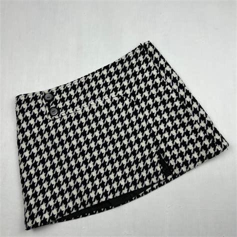 Houndstooth Mini Skirt Low Waist Pleated Skirt Depop