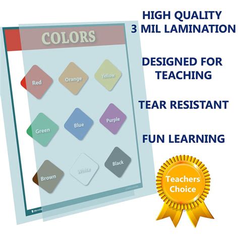 Learning Colors Preschool Chart Laminated Classroom Teacher Poster
