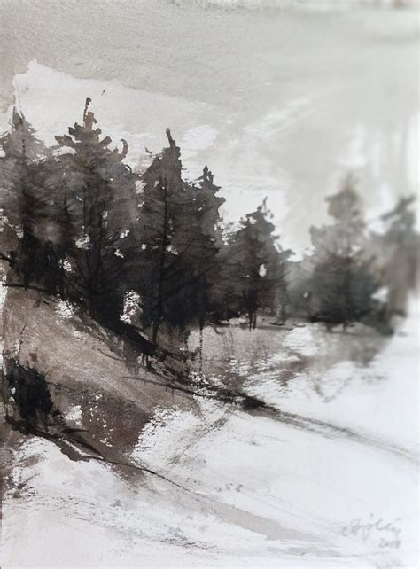 Sergio Bigolin Ultima Neve 2018 Acquarello Cm 36x26