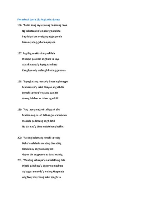 Florante At Laura Laki Sa Layaw Balagtas Bait Muni Hatol Pdf