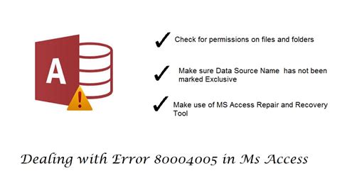 How To Deal With Error 80004005 In Ms Access
