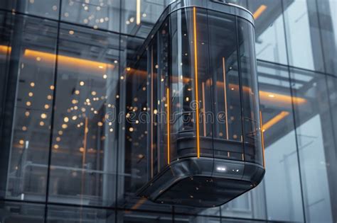 Ai Generative Flying Glass Elevator And Modern Futuristic Glass Elevator Stock Illustration