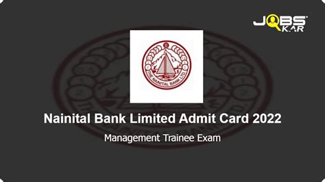 Nainital Bank Limited Management Trainee Exam Admit Card 2022 Released