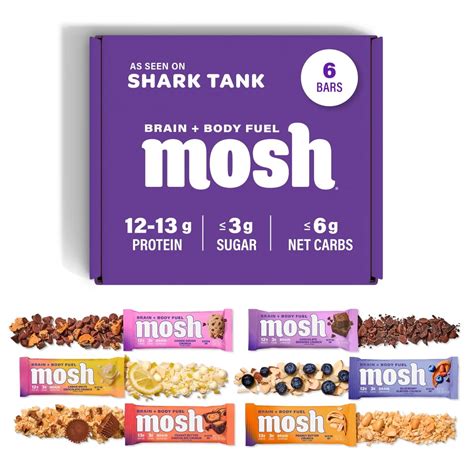 Mosh Variety Pack Keto Kef16 Protein Bars High Fiber Low Carb Gluten