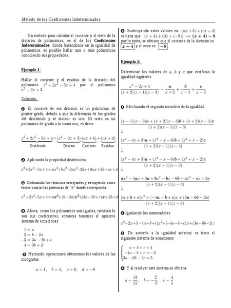 Metodo De Los Coeficientes Indeterminados Pdf